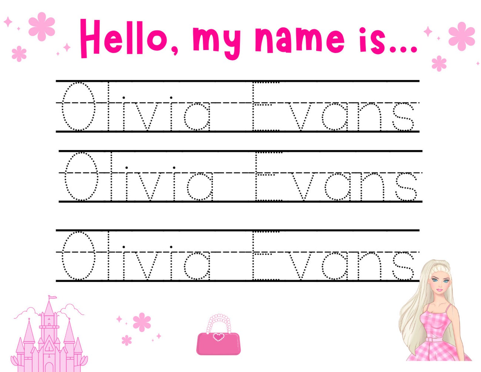 Editable Name Writing Practice, Custom Name Tracing Sheets ...