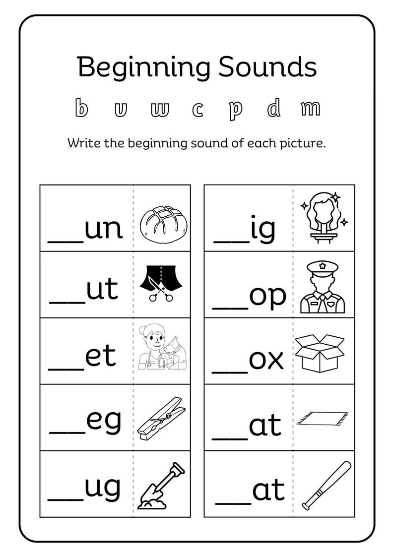 Phonics Beginning Sound Read Three Letter Words Kids Educational ...