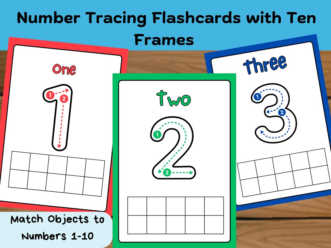 Number Tracing Flashcards: Ten Frames, Preschool Math (printable) - Etsy