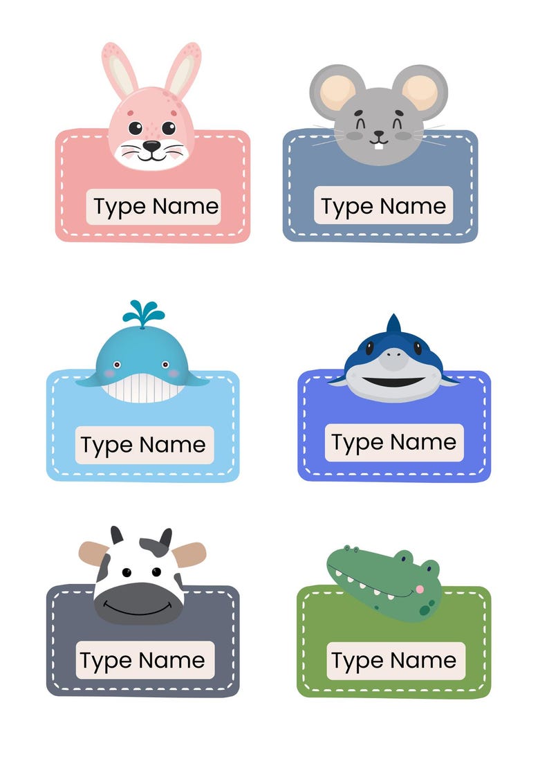 Editable Animal Name Tags: Printable Classroom Labels (instant Download ...