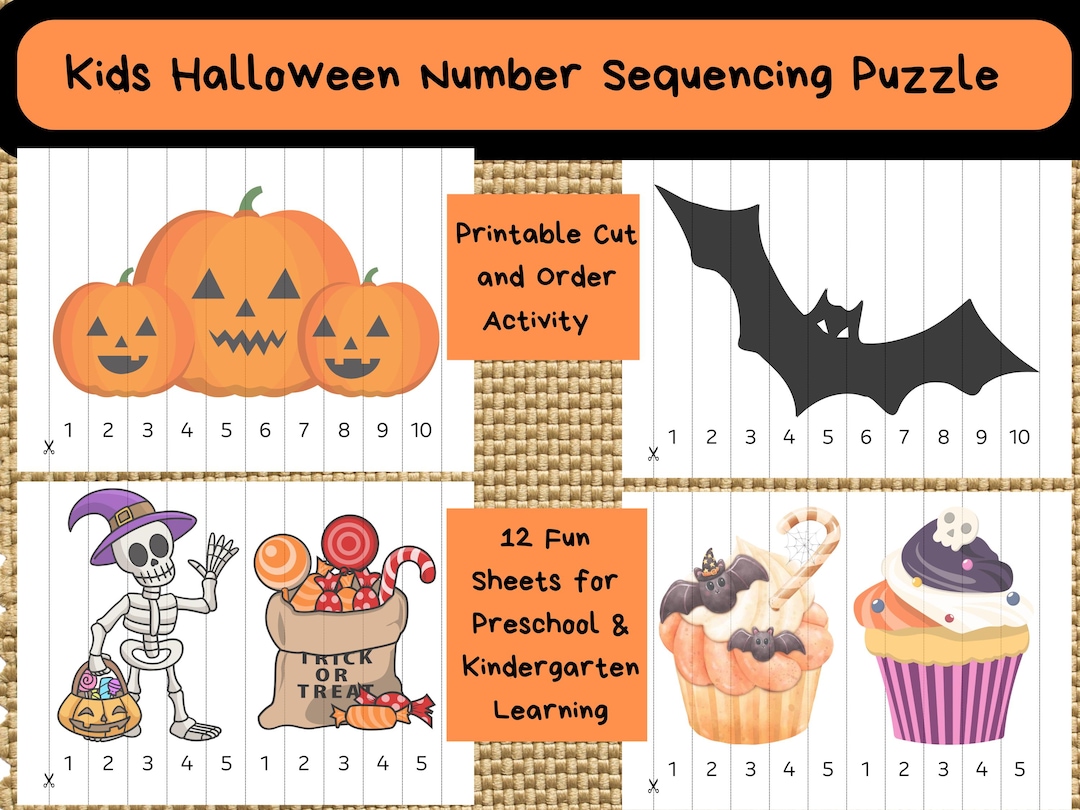 Halloween Number, Printable Halloween Puzzle, Kids Number Activity, Cut ...