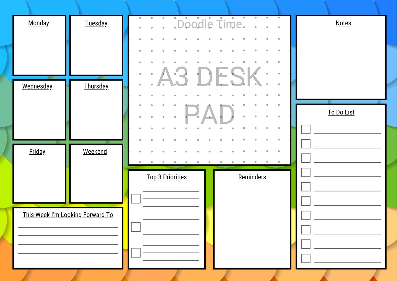 Desk Pad Planner, A3 Weekly Planner, Printable Weekly Schedule ...
