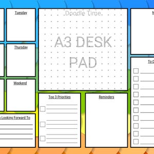 Desk Pad Planner, A3 Weekly Planner, Printable Weekly Schedule ...