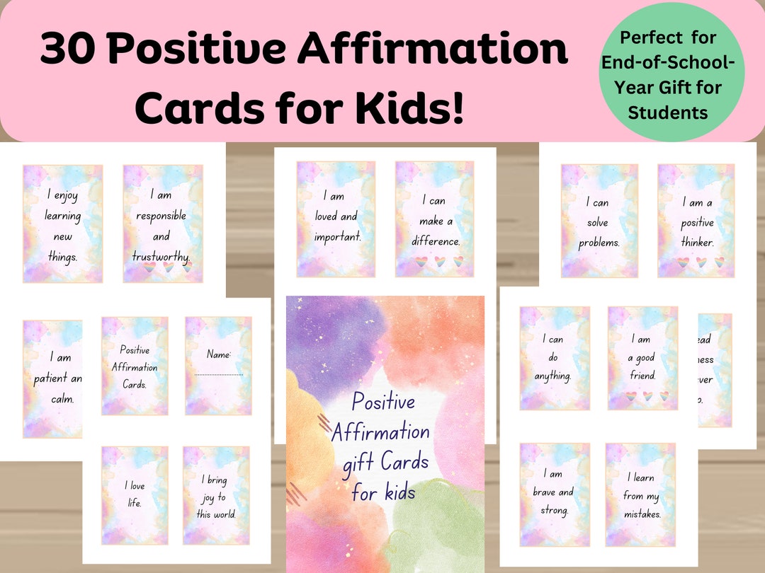 Positive Affirmation Cards for Kids, End of School Year Gift for ...