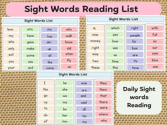 Printable Preschool Sight Words List Sight Word Bingo Free Printable