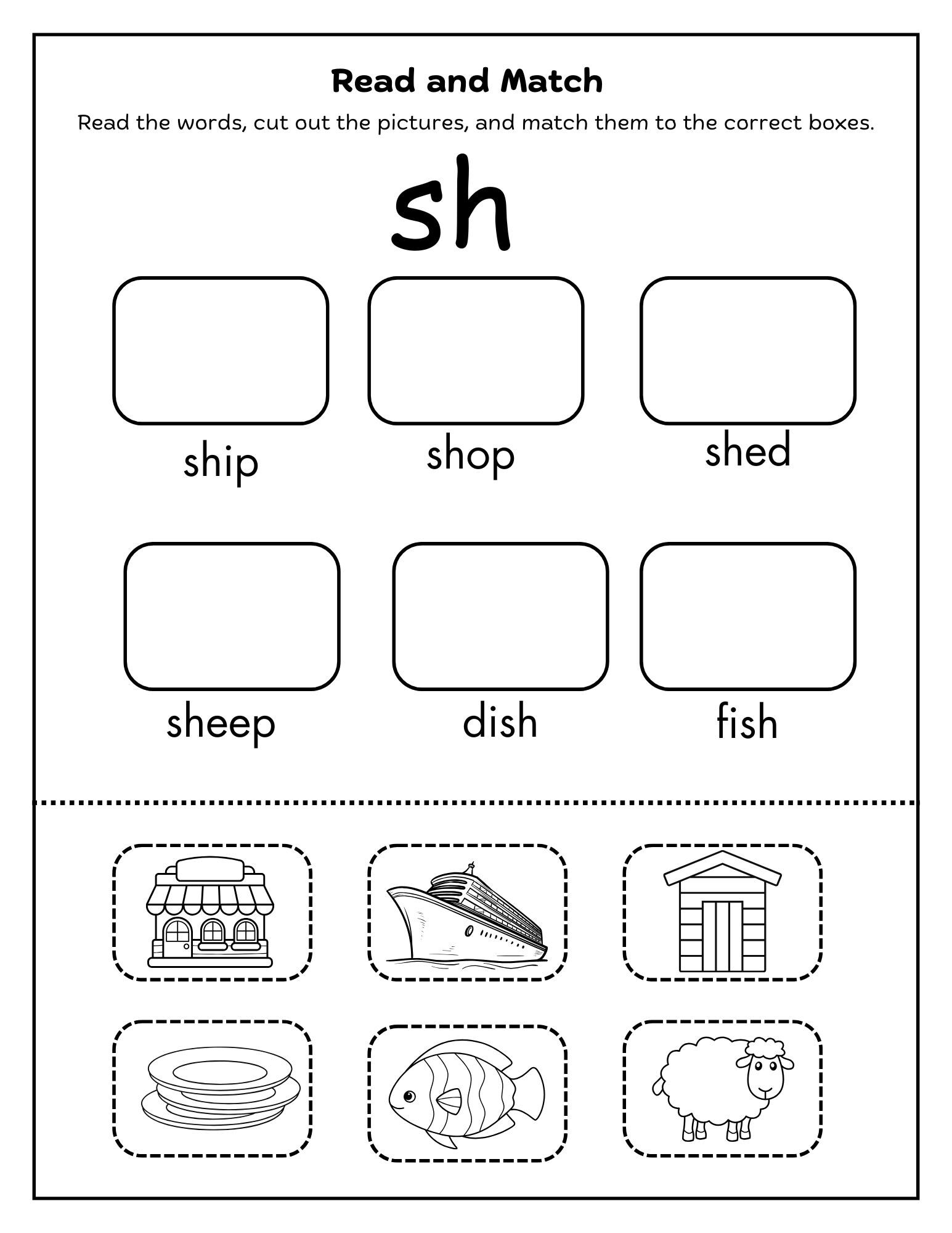 Phonics Digraph Worksheets: Read and Match Activity (PDF) - Etsy