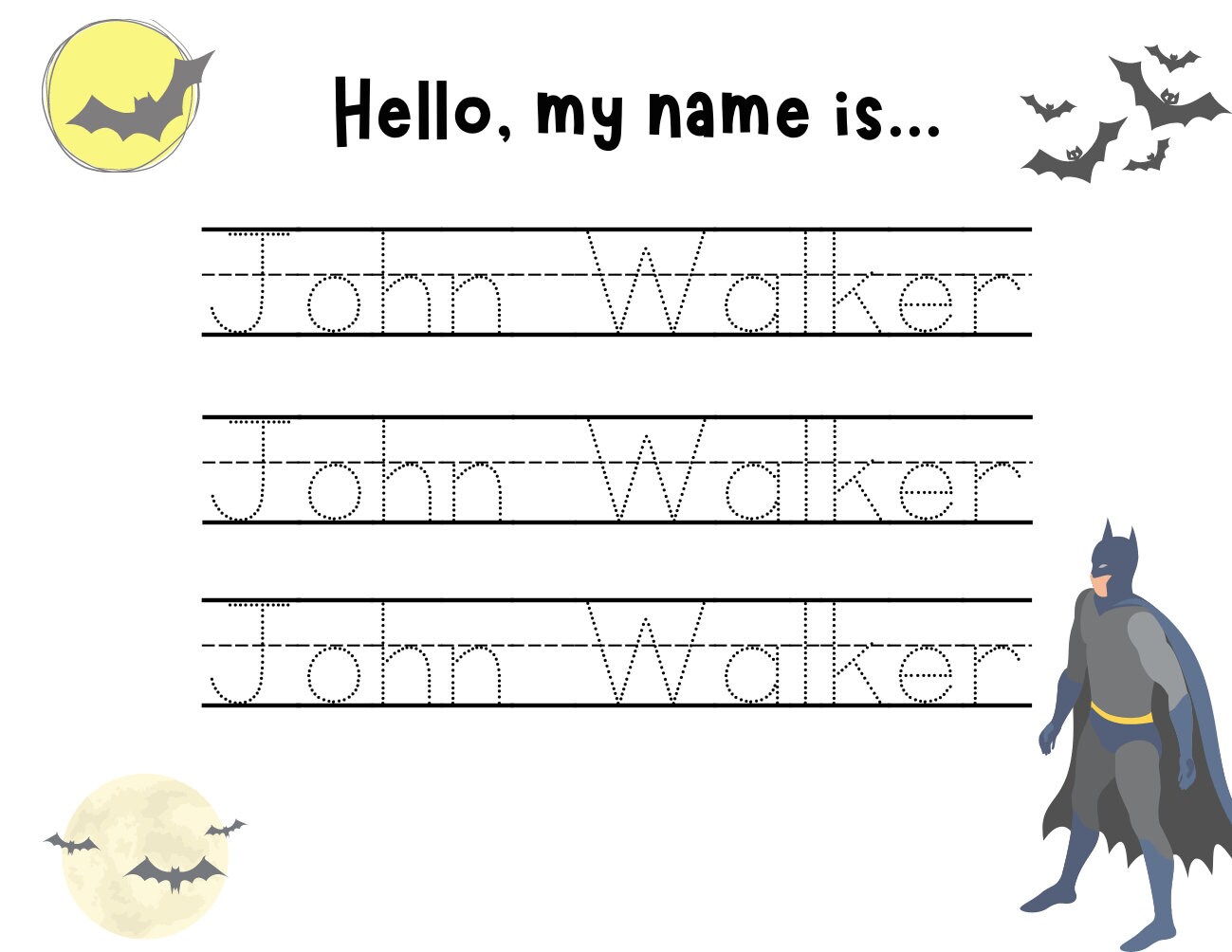 Editable Name Writing Practice, Custom Name Tracing Sheets ...