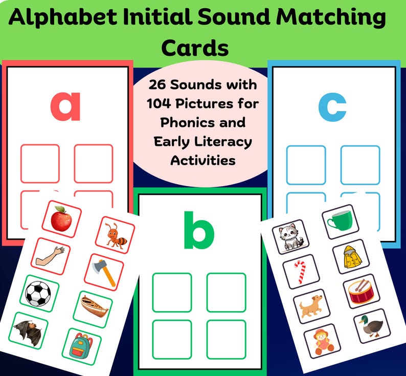 Alphabet Initial Sound Matching Cards: Phonics & Early Literacy ...