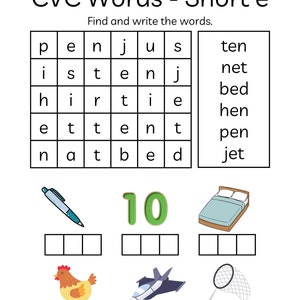 Kids Word Puzzle Phonics Worksheet, Printable Worksheets Literacy ...