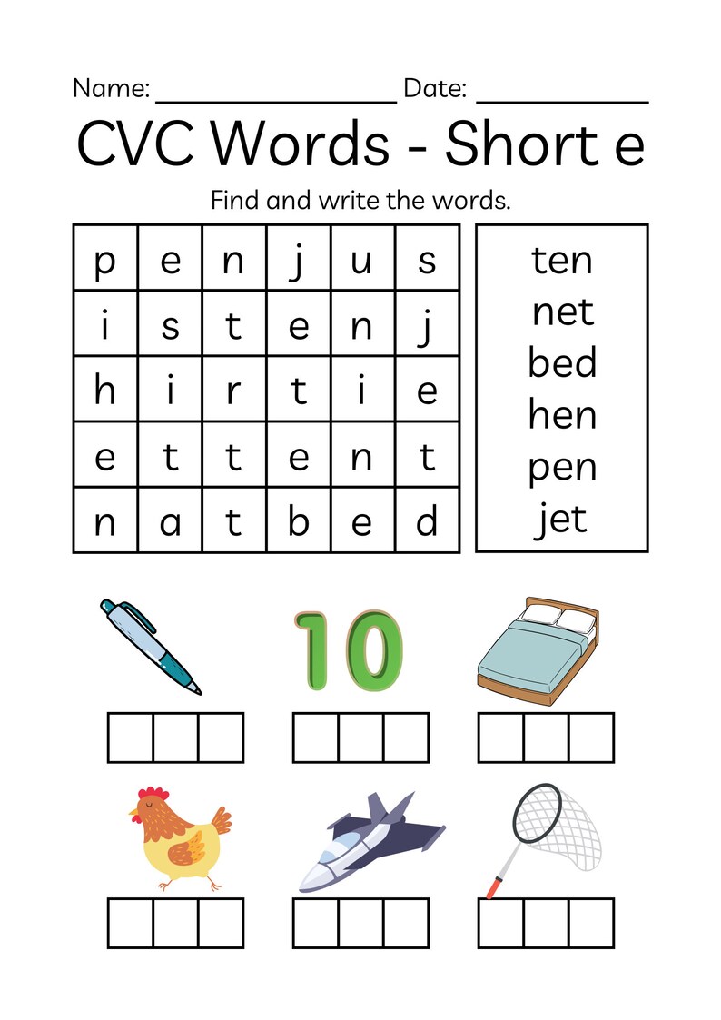 Kids Word Puzzle Phonics Worksheet, Printable Worksheets Literacy ...