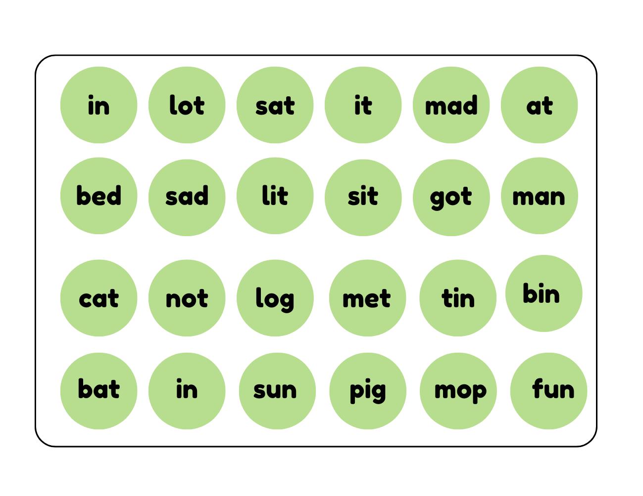 Sight Words Game: CVC Blending, Kid Reading Practice (printable) - Etsy