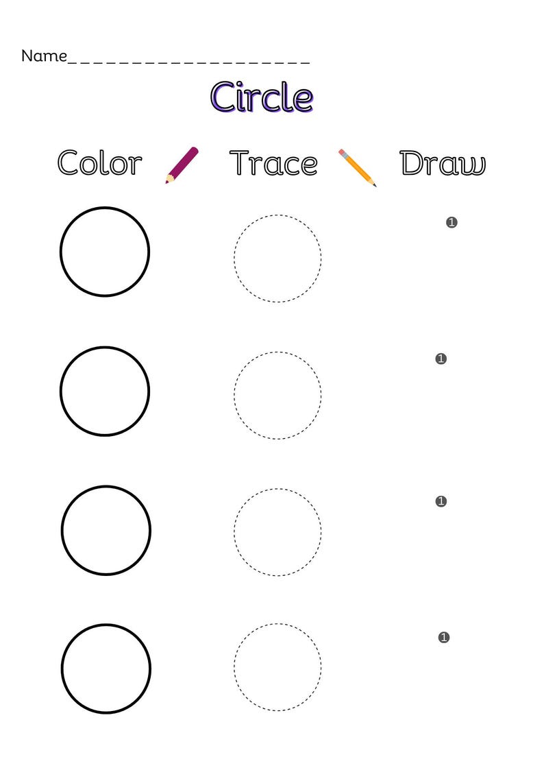 Preschool Shapes Worksheets: Color, Trace & Draw (PDF) - Etsy