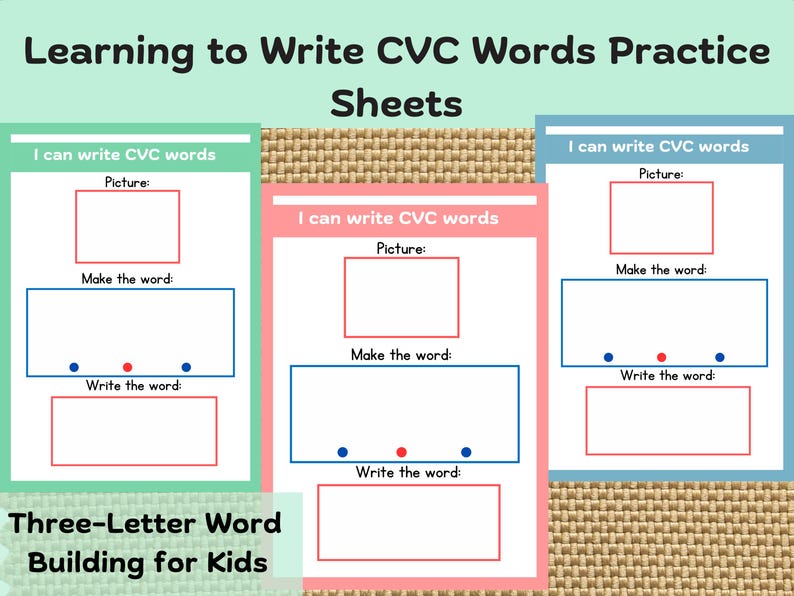 Phonics CVC Word Writing Activity - Early Literacy Learning Tool for ...