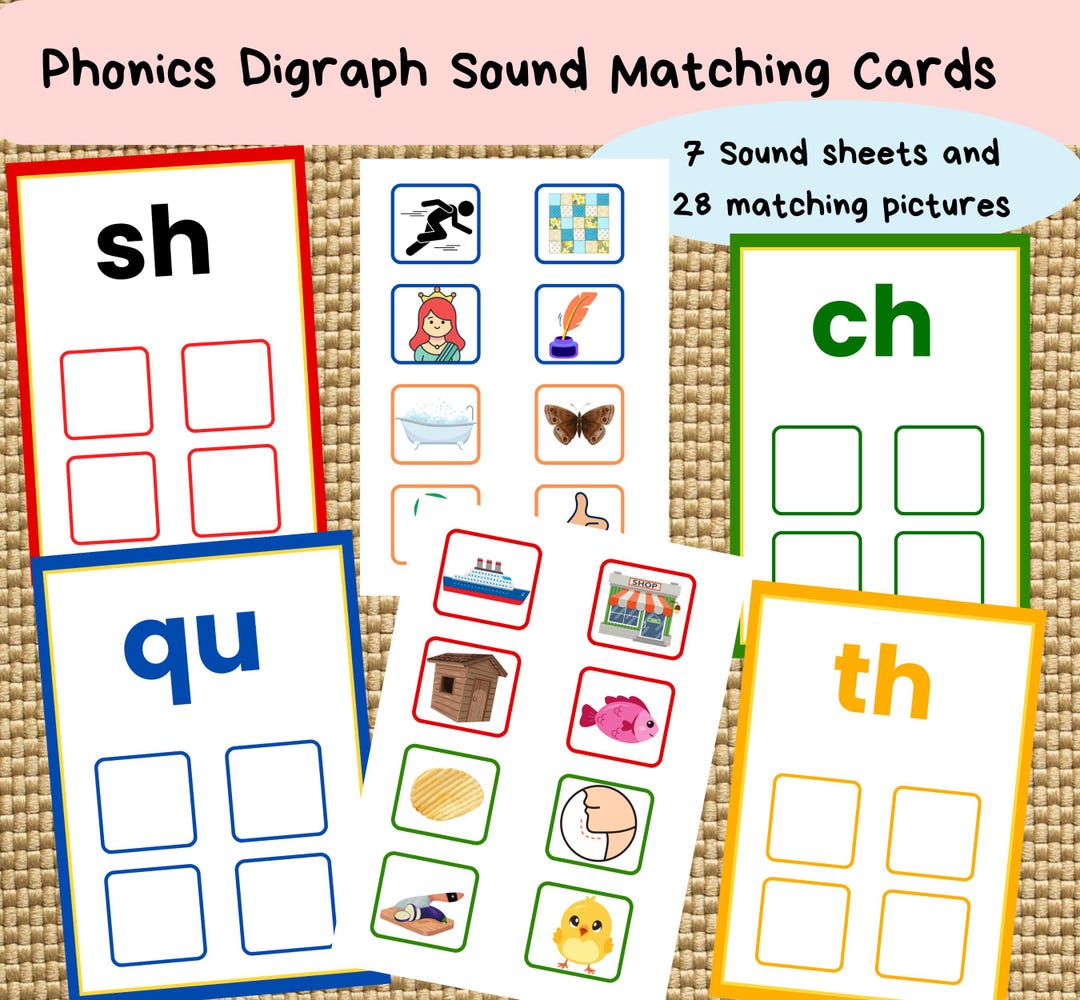Phonics Digraph Sound Matching Cards Activities | Early Literacy ...