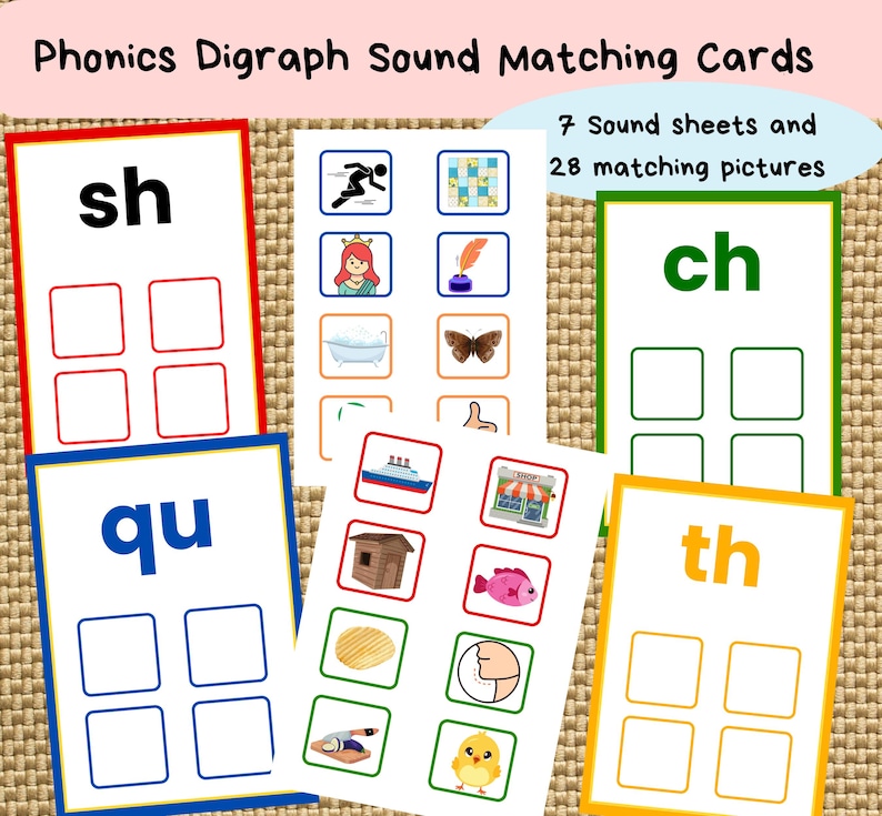 Phonics Digraph Sound Matching Cards Activities | Early Literacy ...