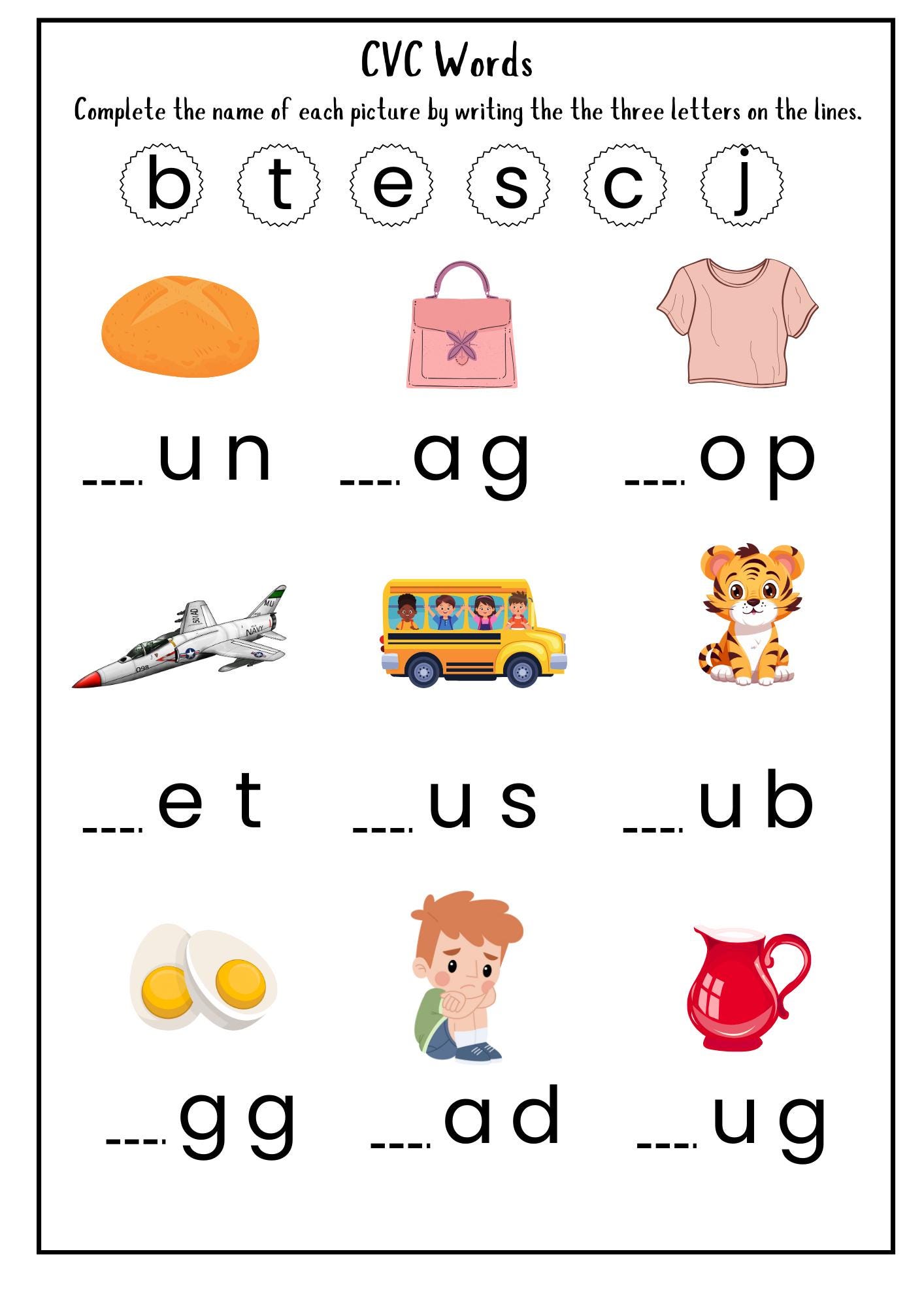 CVC Words Beginning Sound Worksheets | Phonics Practice for Early ...