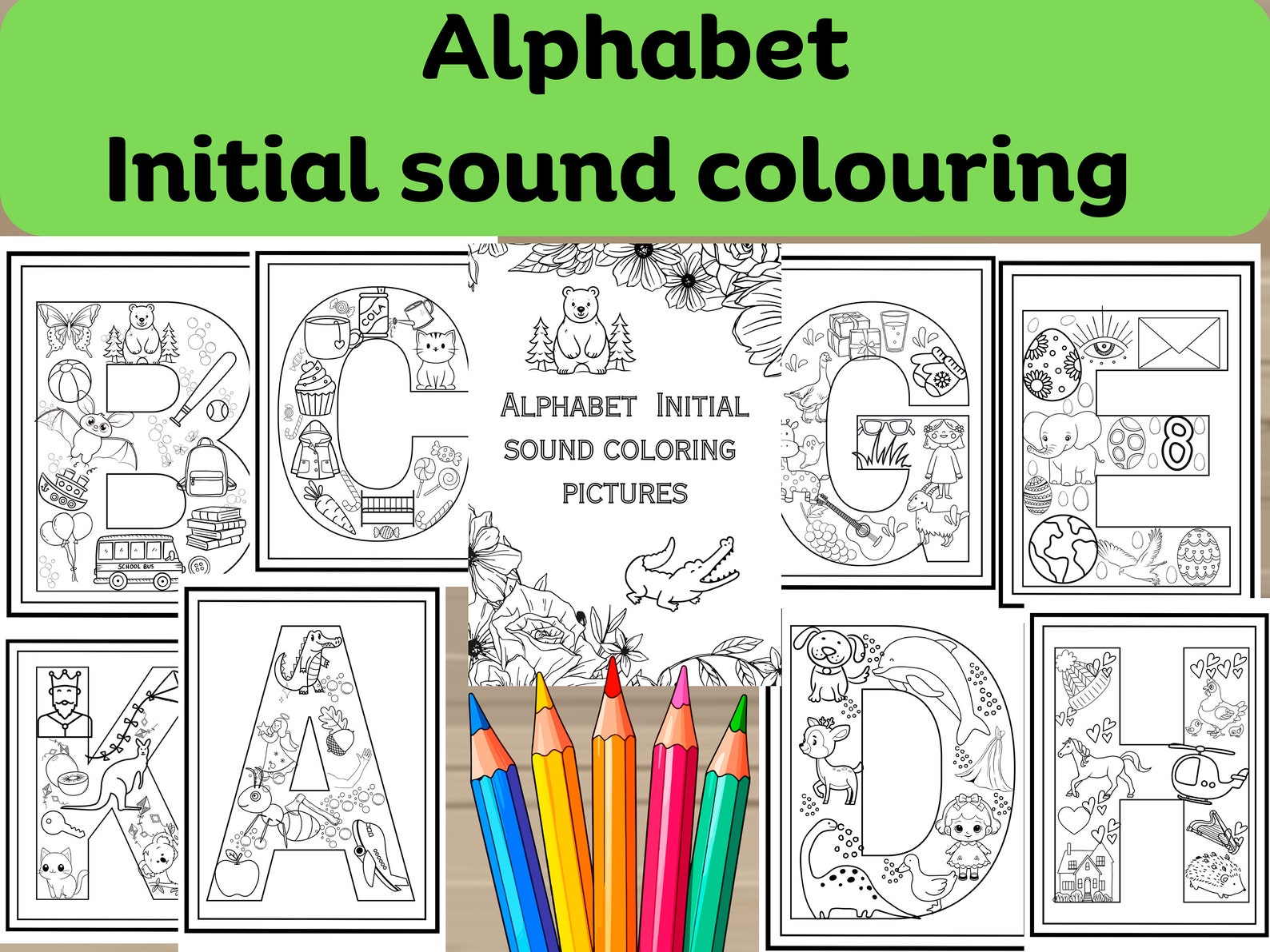 Phonics Alphabet Coloring Initial Sound Coloring Pictures Preschool ...