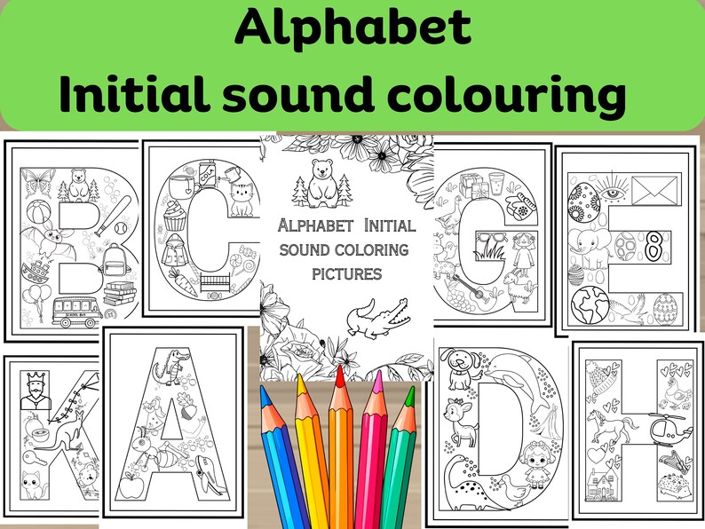 Phonics Alphabet Coloring Initial Sound Coloring Pictures Preschool ...