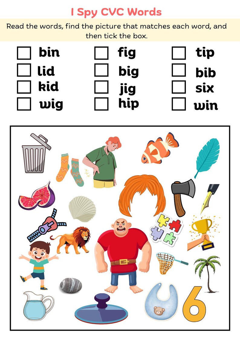 Phonics CVC Words Worksheets, Three Letter Word Practice, CVC Word ...