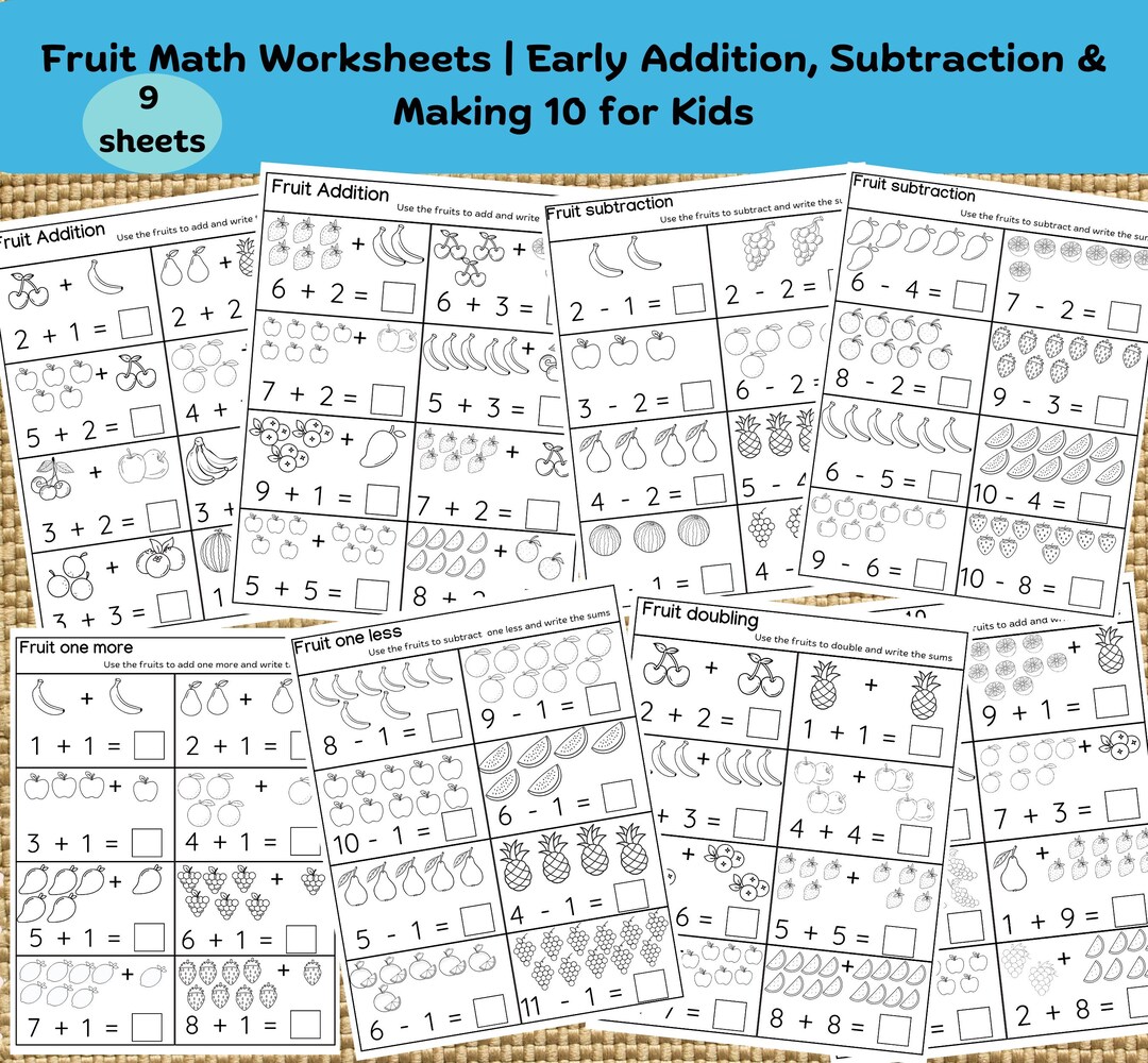 Fruit Math Worksheets: Addition, Subtraction, Problem Solving (PDF ...