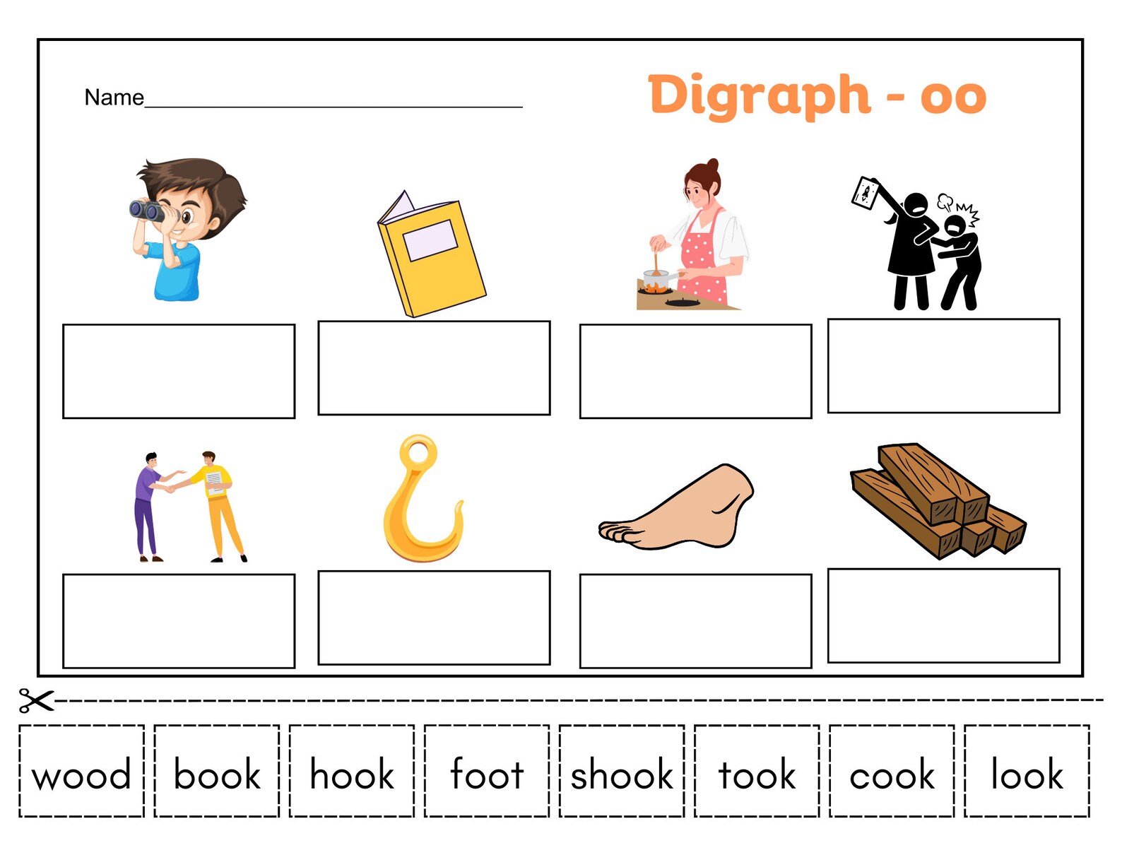 Phonics Digraph Worksheets, Preschool Phonics Picture Matching Sheets ...