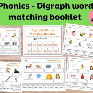 Phonics Digraph Worksheets, Preschool Phonics Picture Matching Sheets ...