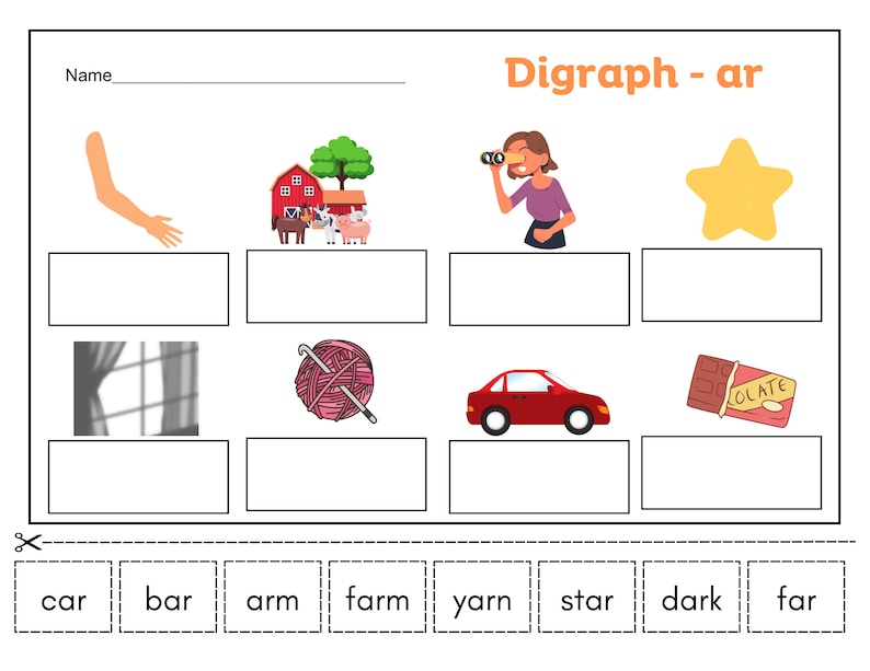 Phonics Digraph Worksheets, Preschool Phonics Picture Matching Sheets ...
