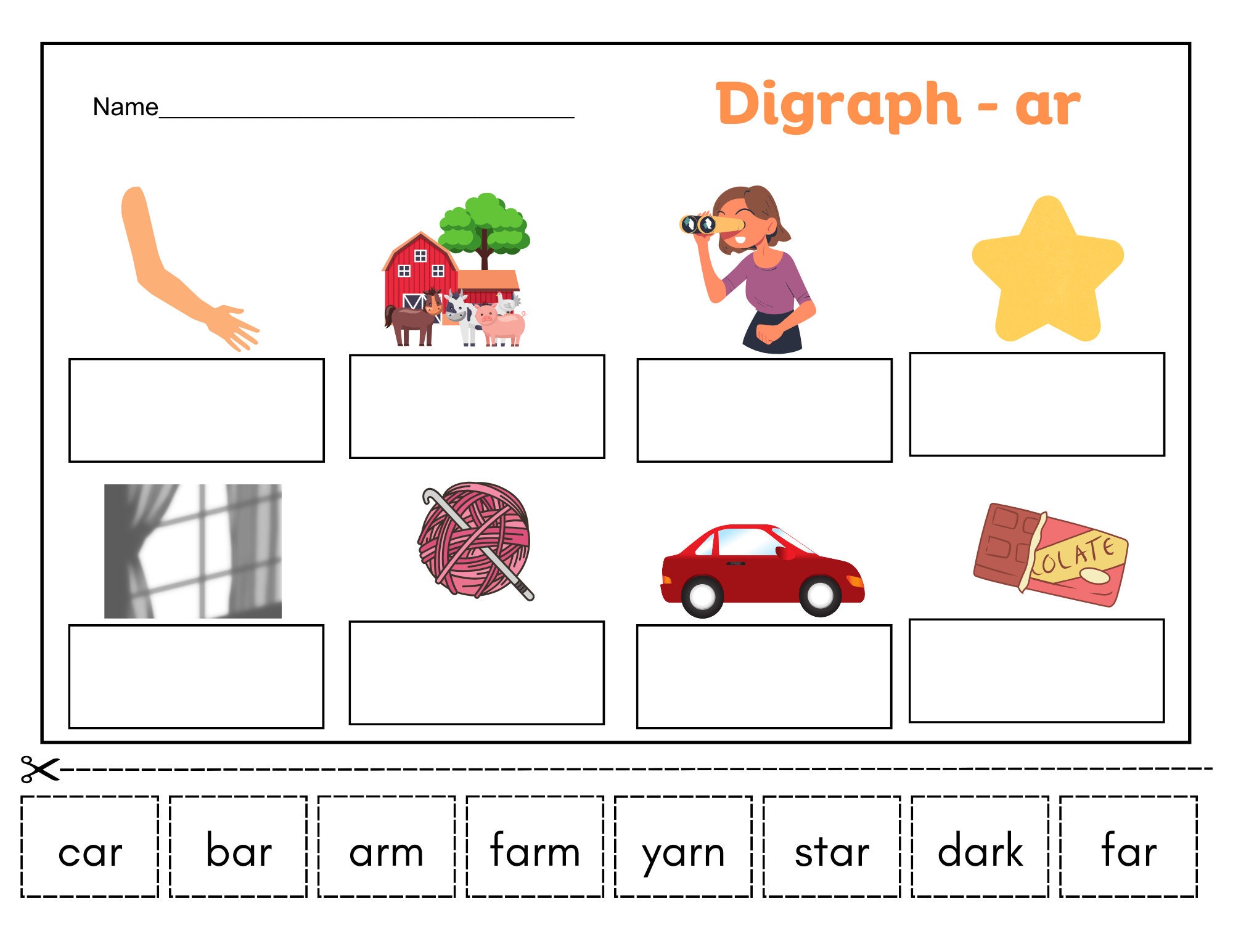 Phonics Digraph Worksheets, Preschool Phonics Picture Matching Sheets ...