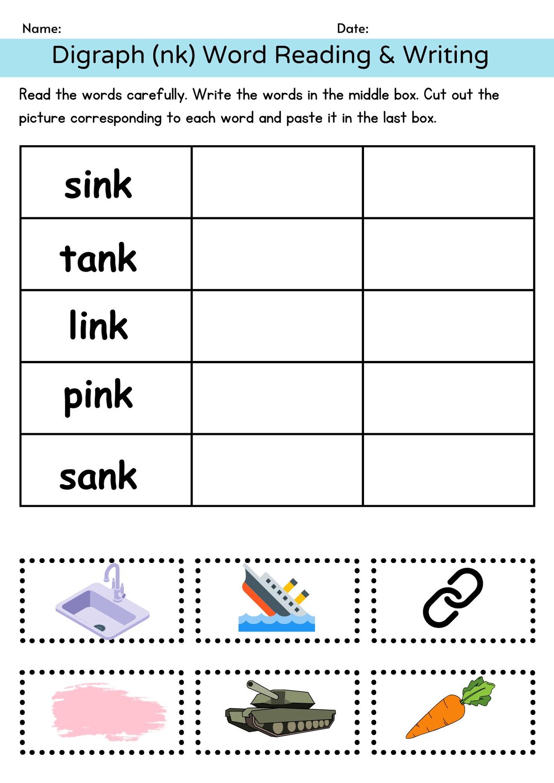 Printable Phonics Digraph Worksheets: Reading & Writing Activities (PDF ...