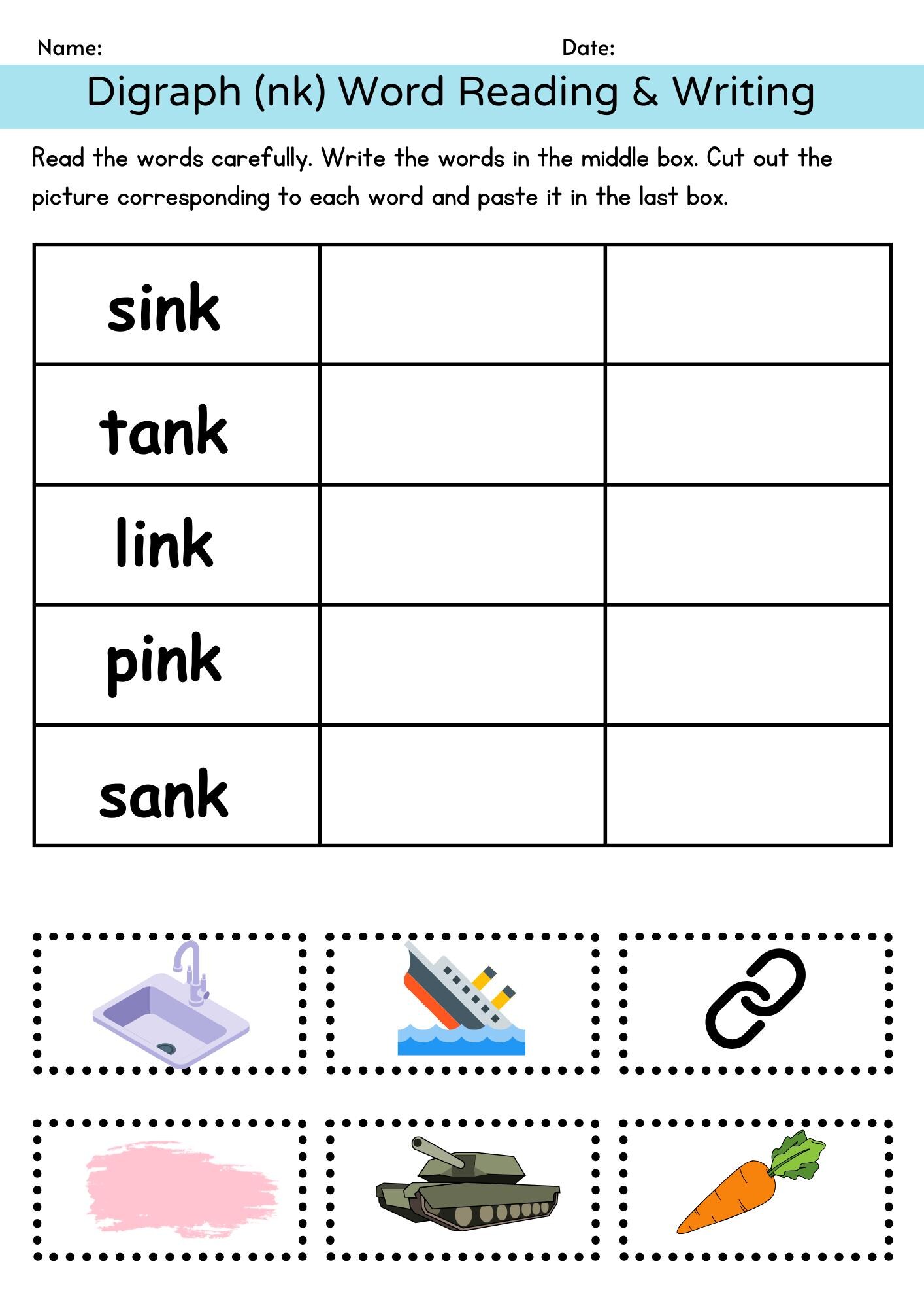 Printable Phonics Digraph Worksheets: Reading & Writing Activities (PDF ...