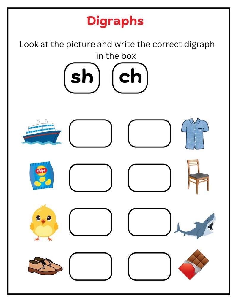 Phonics Digraph Worksheets: Set 2 & 3 Literacy Practice (PDF) - Etsy