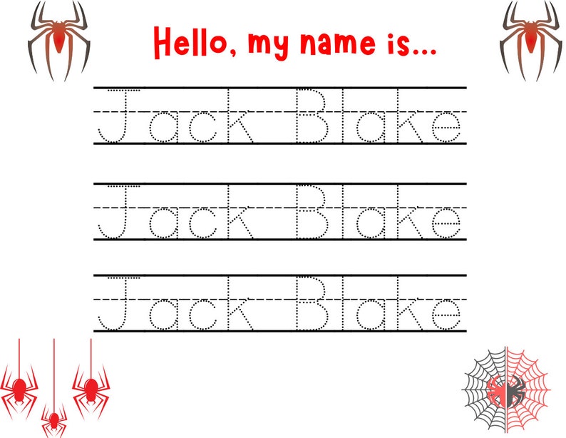 Editable Name Writing Practice, Custom Name Tracing Sheets ...