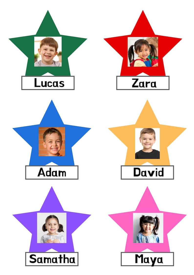 Editable Classroom Star Labels: Photo & Name - Teacher Resources (PDF ...