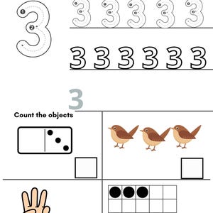 Number Tracing, Counting and Matching Worksheets, Classroom Math Number ...