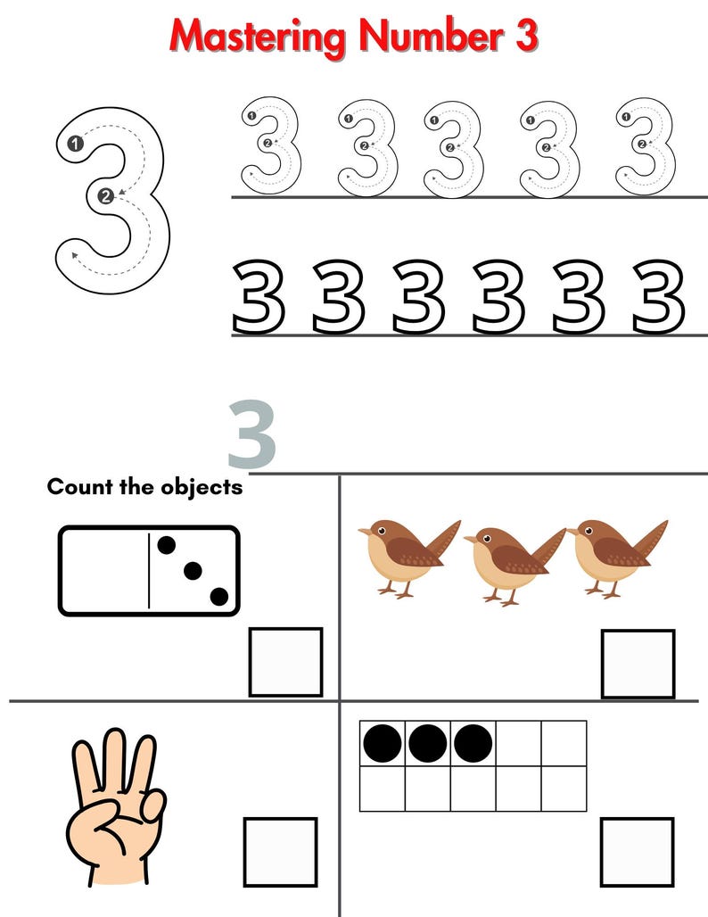 Number Tracing, Counting and Matching Worksheets, Classroom Math Number ...