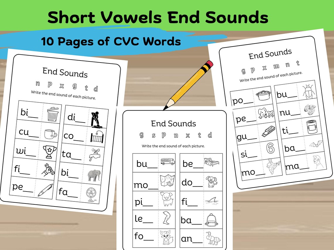 Phonics Educational Printable Learn to Read Word End Sound Kindergarten ...