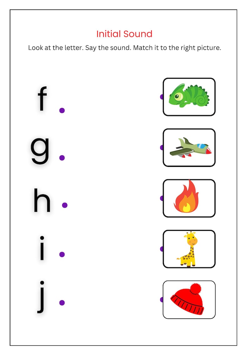 Phonics Initial Sound Matching Worksheets: A-Z Practice (PDF Download ...