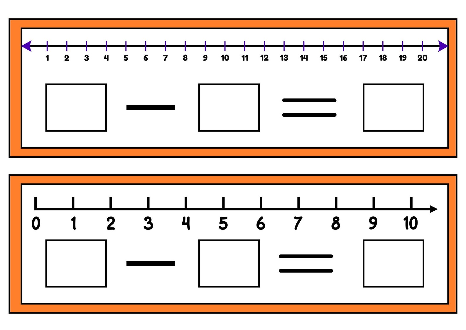 Beginner Math Addition and Subtraction Practice Mats, Printable Number ...