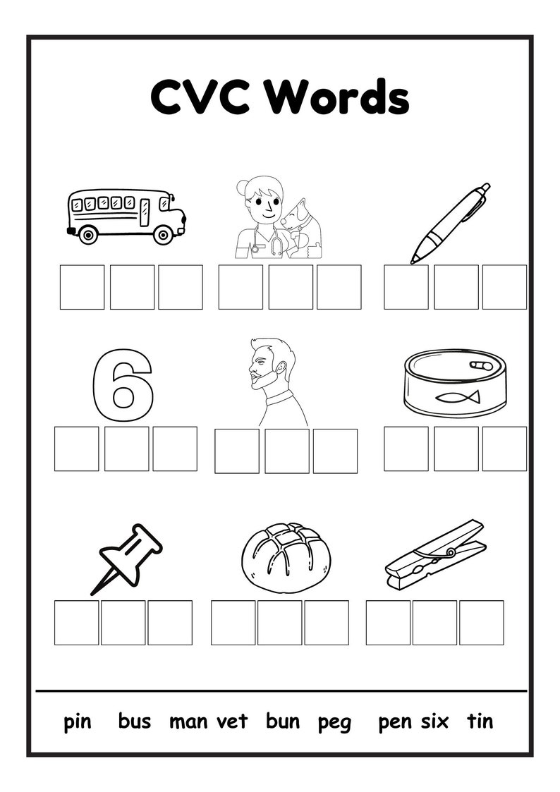 CVC Word, Read, Write and Color, Phonics, Kindergarten, Three Letter ...