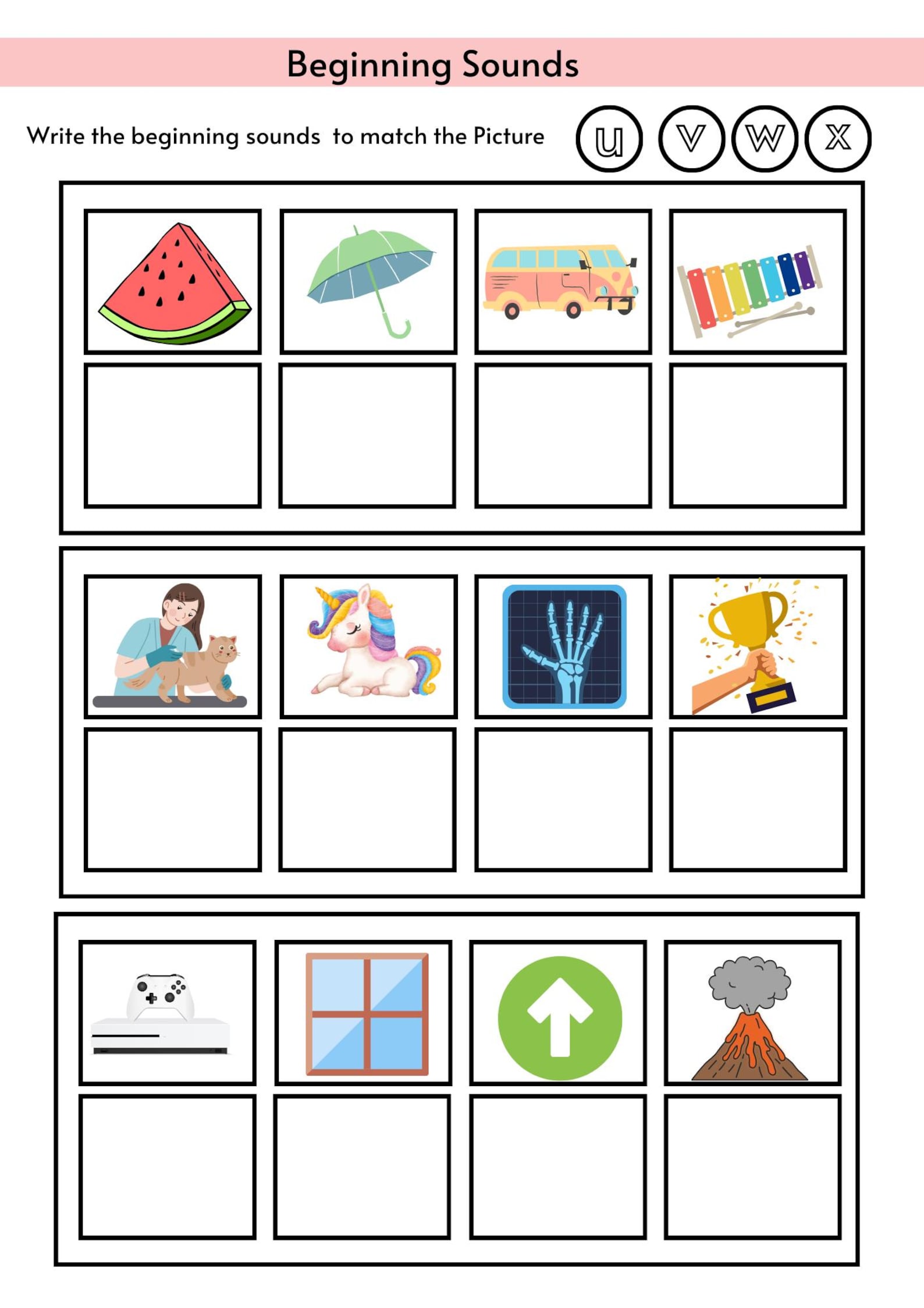 Phonics Beginning Sound Worksheets, Initial Sound Phonics Practice ...