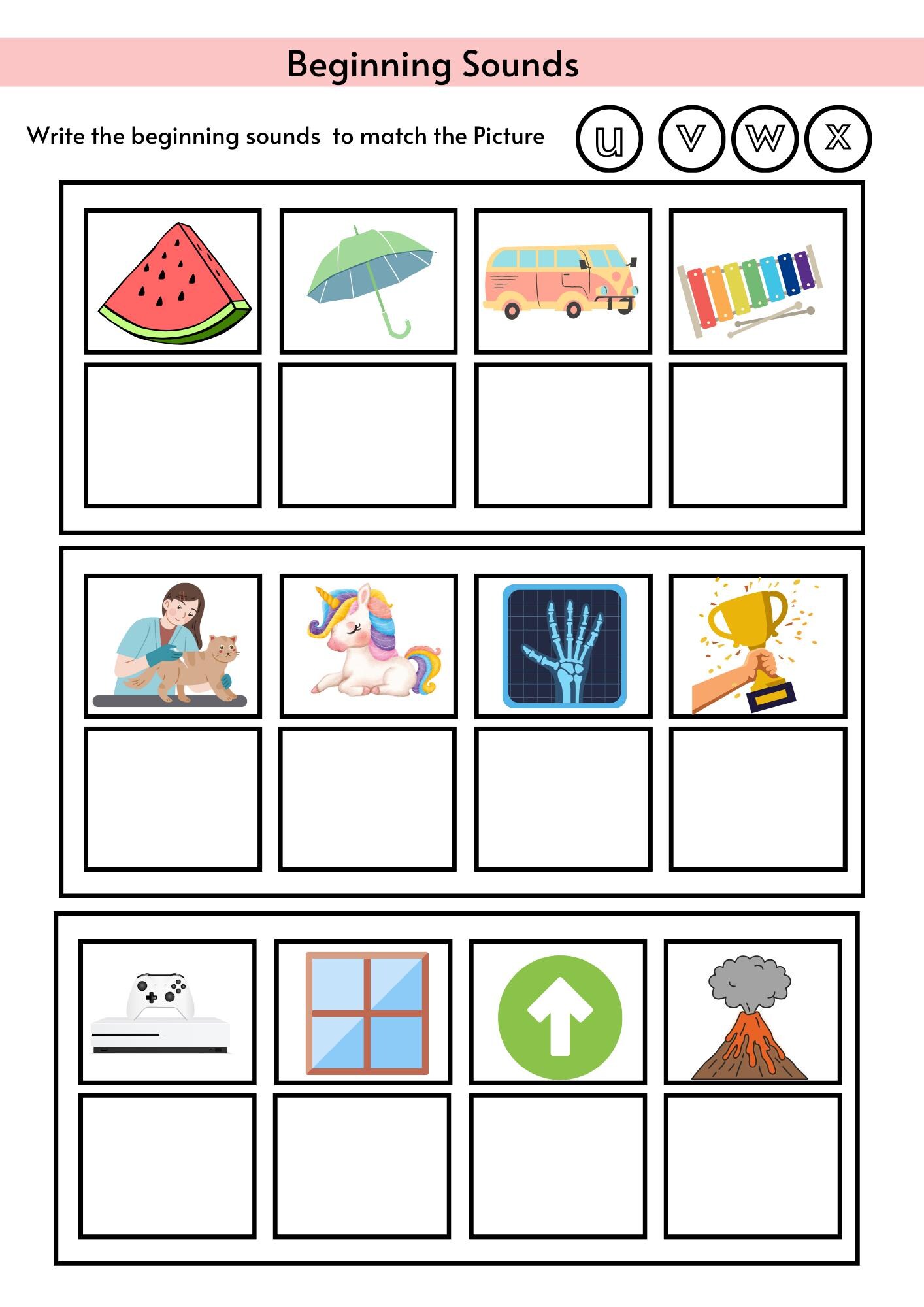 Phonics Beginning Sound Worksheets, Initial Sound Phonics Practice ...