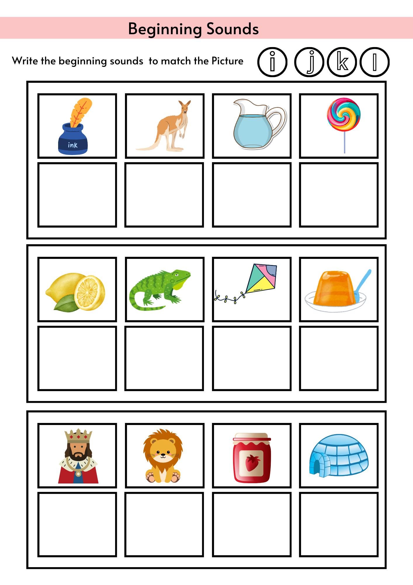 Phonics Beginning Sound Worksheets, Initial Sound Phonics Practice ...