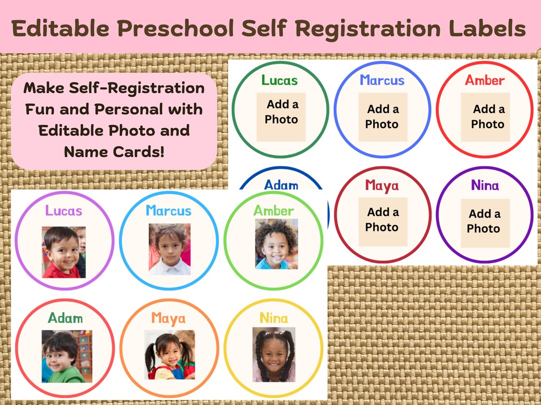 Editable Preschool Self-register Cards: Personalized Name Tags - Etsy