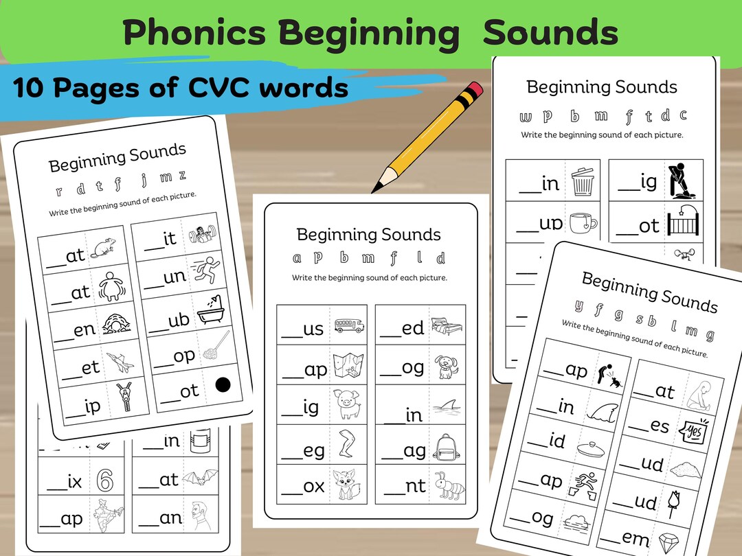 Phonics Beginning Sounds Worksheet: CVC Words, Alphabet Tracing (PDF ...