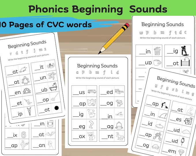 CVC Word Cards, Learning to Read, Kindergarten Worksheet, Homeschool ...