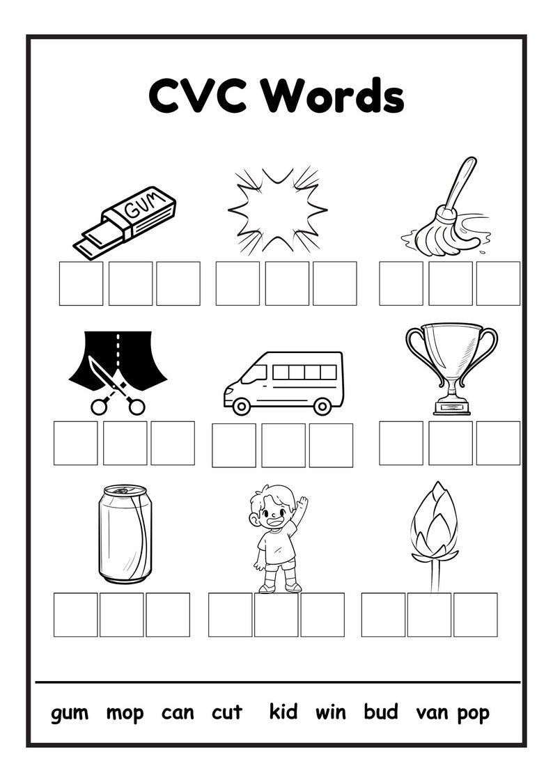 CVC Word, Read, Write and Color, Phonics, Kindergarten, Three Letter ...