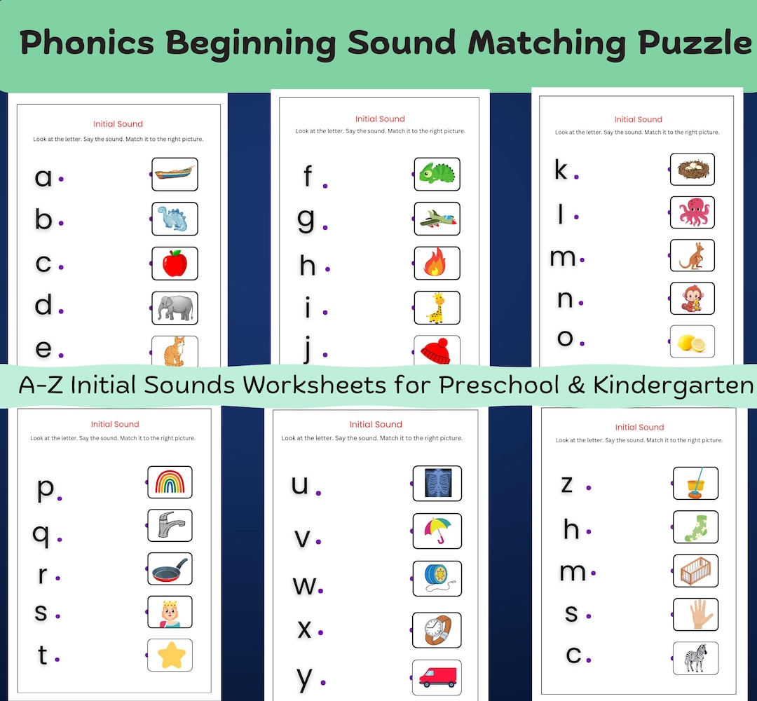 Phonics Initial Sound Matching Worksheets: A-Z Practice (PDF Download ...