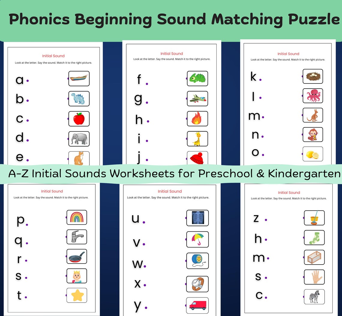 Phonics Initial Sound Matching Worksheets | Alphabet Letter Sheets ...