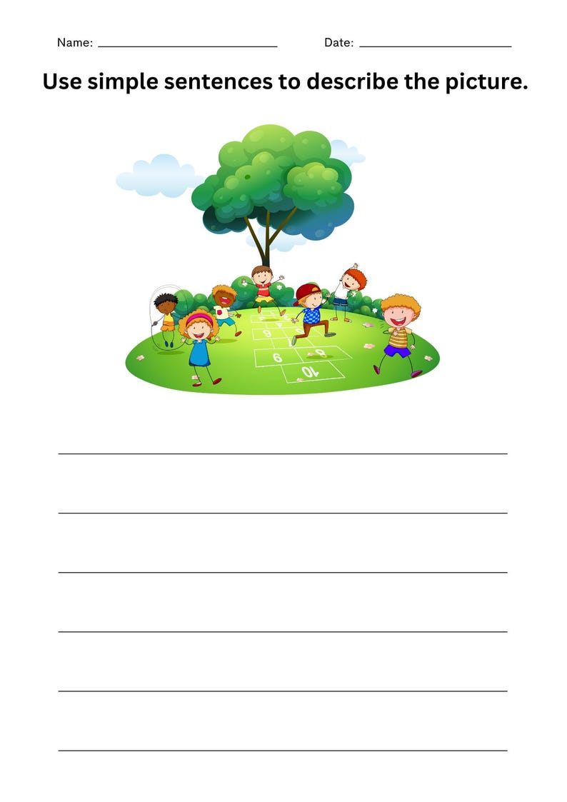 Early Literacy Writing Worksheets: Kindergarten Phonics, Scene Prompts ...