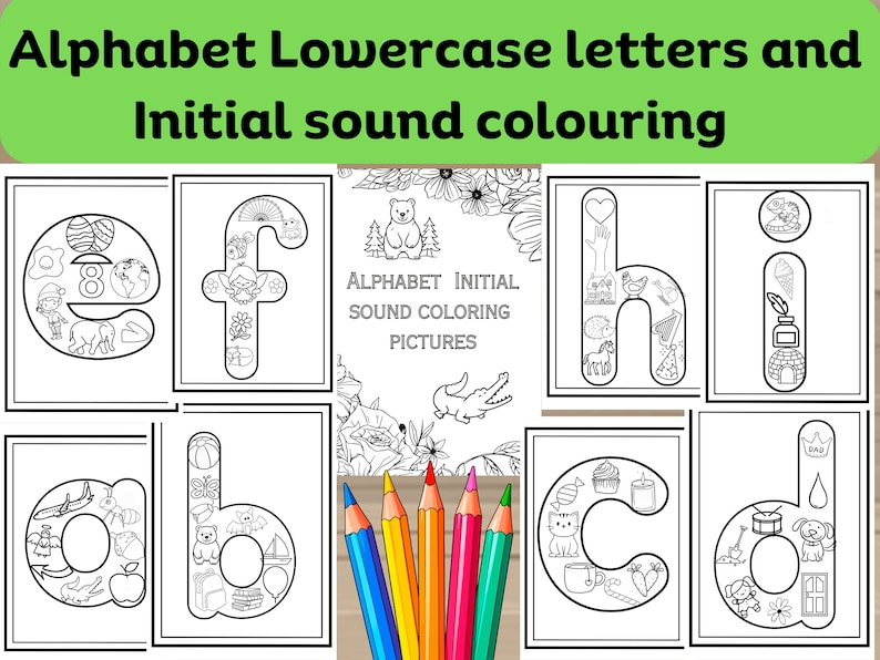 A-Z Lowercase Letters and Initial Sound Coloring Pictures - Etsy
